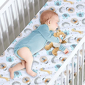 bimocosy Crib Sheets,3 Pack Boy Crib Sheets Size 28"x 52" for Standard Crib and Toddler Mattresses, Super Soft Breathable Microfiber Fitted Crib Sheet, Stars/Woodland Animals/Gray