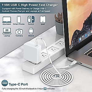 Mac Book Pro Charger - 118W USB C Charger Fast Charger Compatible with MacBook Pro/Air 16, 15, 14, 13 Inch, iPad Pro, Samsung Galaxy, and More USB-C Devices(7.2 ft Cable Included)..