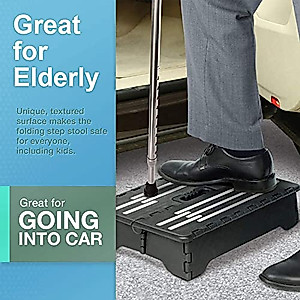 Sturdy Folding Step Stool Portable 5”, Collapsible Half Step for Seniors Older Adults up to 300 lbs Entering Camper Van SUVs and RV, for Elderly People Getting up High Bed or Stairs