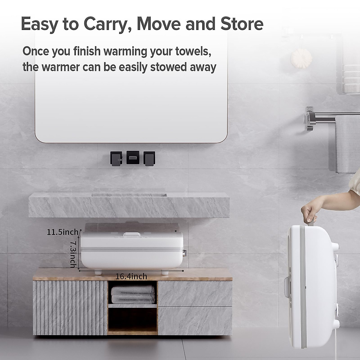 Floisdace Towel Warmers for Bathroom, 35L Foldable Hot Towel Warmer, Towel and Blanket Warmer Fits Oversized Towels, Large Bucket for Towels, Luxury Towel Warmer Spa for Home, Hotel, White