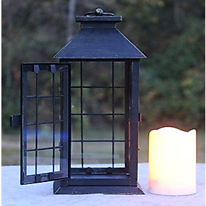 Seraphic Country Style Farmhouse Rustic Metal Lantern, Bronze