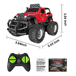 Tecnock Remote Control Cars for Toddlers, 2.4Ghz Off-Road Mini RC Car Trucks for Kids, Durable Car Toy for 3 4 5 6 7 8 Years Old Boys,Gift for Boys Girls,Red