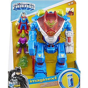 Fisher-Price Imaginext DC Super Friends Preschool Toy Superman Robot Playset with Lights Sounds & 2 Figures for Pretend Play Kids Ages 3+ Years