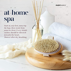 MainBasics Dry Brushing Body Brush for Lymphatic Drainage, Dry Skin, Cellulite, Blood Circulation with Exfoliating Natural Bristles for Flawless Skin
