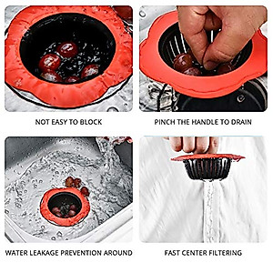 KUFUNG Sink Strainer, Basket Stainless Steel Bathroom Sink, Utility, Slop, Kitchen and Lavatory Sink Drain Strainer Hair Catcher (Red)…