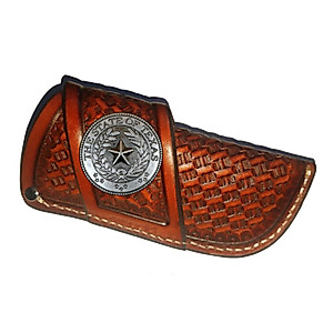 Custom Nocona Weave Texas Seal Side Draw Knife Sheath right side