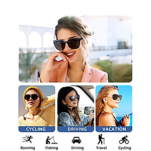 Xfeel Black Polarized Clip On Sunglasses Over Prescription Glasses for Women Men, Fit Over Eyeglasses Trendy Shades