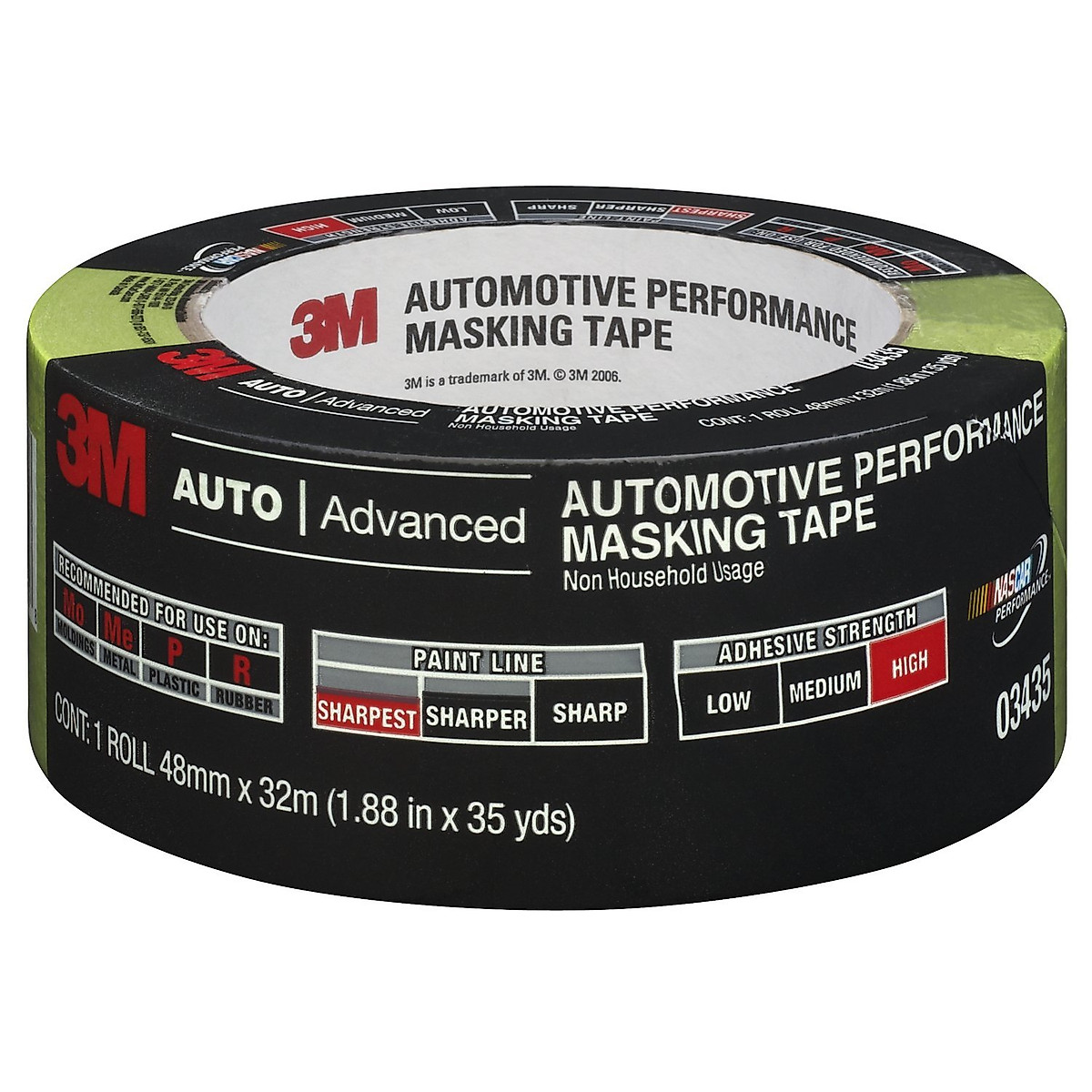 3M Automotive Performance Masking Tape, 03435, 48 mm x 32 m, 1 Roll