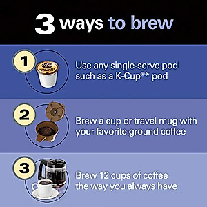 Hamilton Beach 49976 FlexBrew Trio 2-Way Coffee Maker, Compatible with K-Cup Pods or Grounds, Combo, Single Serve & Full 12c Pot, Black