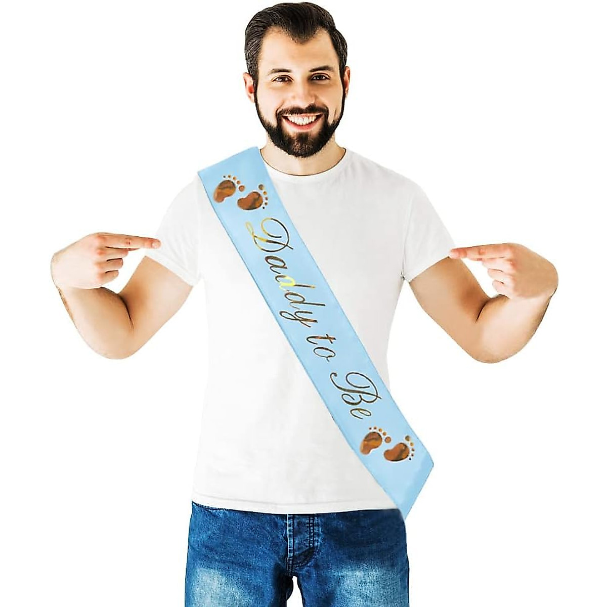 Daddy To Be & Mommy To Be Sash For Baby Shower- Blue w/Gold Lettering Baby Gender Reveal Ideas Boy Ideas Dad Diaper Party Favor New Father Gift Prince Decorations Dadchelor Baby Gifts Little Man