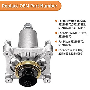 Belleone 187292 Spindle Assembly Fits for Craftsman Husqvarna Ariens Poulan Pro, 587819701 Mandrel Assembly for 42" 46" 48" 54 Deck Mower, Replace for 192870 532187281 532187292 567253301