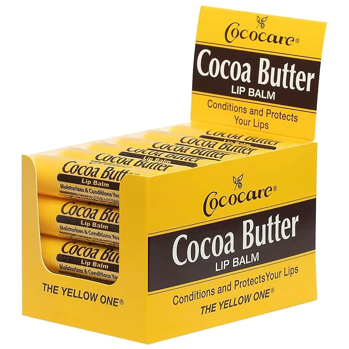 Cococare Cocoa Butter Lip Balm - The Little Yellow Stick - Conditions & Protects Lips with Hydrating Formula - Light Scent of Cocoa Butter - 0.15oz (10 Sticks)