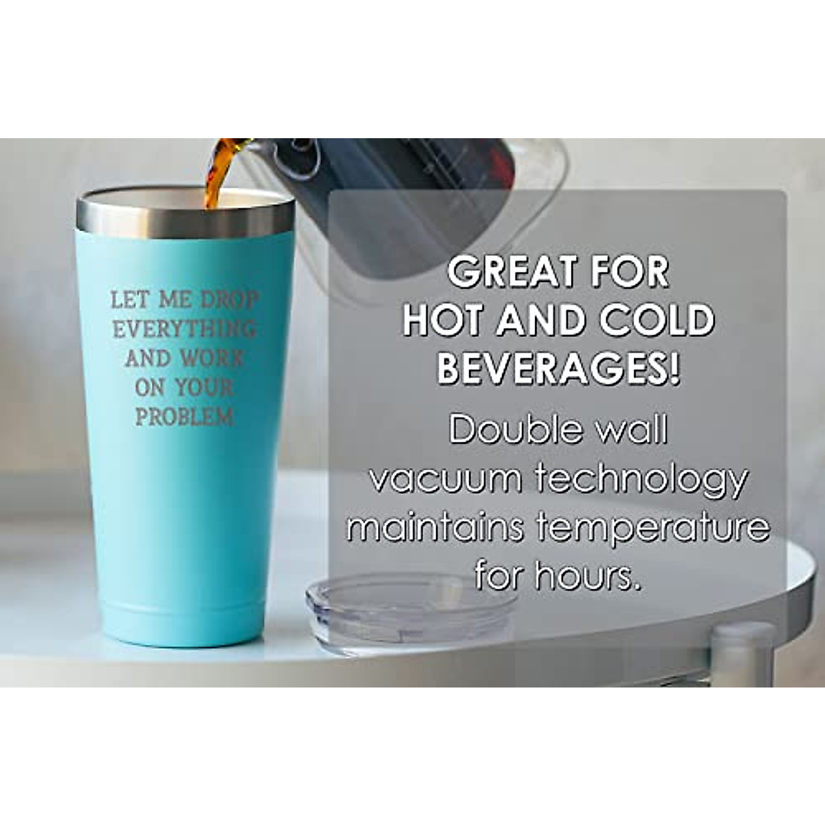 Funny Gifts for Women - Let Me Drop Everything - Stainless Steel Tumbler with Lid - Birthday Gag Gifts for Women Men Boss - Funny Coworker Gifts Ideas - Unique Coffee Mug Tumbler for Women, Mint 30 oz