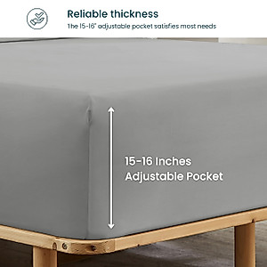 GOKOTTA Fitted Sheet Only - 16 Inch Pocket Bamboo Rayon Fitted Sheet, Super Soft and Cooling Bottom Sheet with 4 Elastic Corner Straps(Grey, California King)