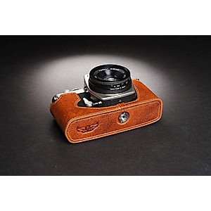 Contax S2 Case, BolinUS Handmade Genuine Real Leather Half Camera Case Bag Cover for Contax S2 Camera with Hand Strap (LavaBrown)