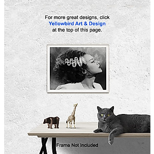 Bride of Frankenstein Decor - Funny Bathroom Wall Decor for Women - Frankenstein Poster 8x10 - Retro Restroom Decorations, Guest Bath Art Print Photo - Bridal Shower Gift - Home Theater Decor Unframed