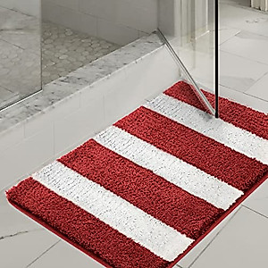 MICRODRY Home Inspirations Collection Soft & Cozy Bath Mats for Bathroom, Memory Foam Bathroom Rugs with Skid Resistant Base, Ultra Absorbent Microfiber Bath Mat, 17x24, Small, Red