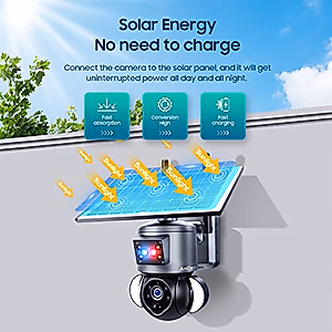 anicanon Solar Security Cameras Wireless Outdoor,Remote 2K WiFi 360° View Wireless Solar Powered Cameras for Home,PIR Motion Sensor Flood Light with Siren,Color Night Vision