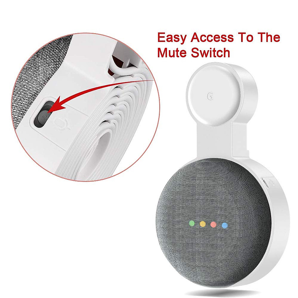 WIDEPLORE Wall Mount Holder,Update Space-Saving Design AC Outlet Mount, Perfect Cord Management for Home Mini Voice Assistant (1 Pack White)