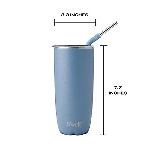 S'well Stainless Steel Tumbler with Straw and Slide-Open Lid, 24oz, Desert Sky, Triple Layered Vacuum Insulated Containers Keeps Drinks Cold for 18 Hours and Hot for 5, BPA Free