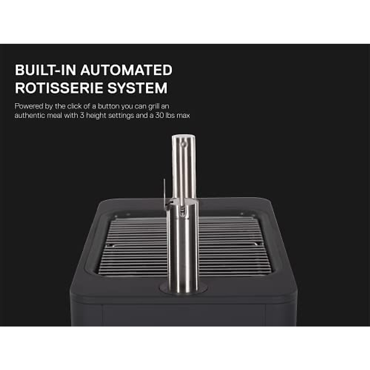 Everdure by Heston Blumenthal Fusion 29-Inch Charcoal Grill with Patented Built-in Rotisserie System & Quick Electric Ignition, Outdoor BBQ Grill, Adjustable Rod Height, Easy Clean-Up, Matte Black