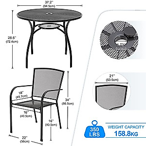 AECOJOY 5 Piece Outdoor Table and Chair, Patio Outdoor Dining Set with 1.73" Umbrella Hole, Patio Table and Chair Set of 4 for Garden,Bistro,Deck