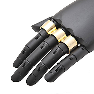 Spinningdaisy Adjustable Brushed Metal Tube Knuckle Ring Set of 3 (Gold Plated)