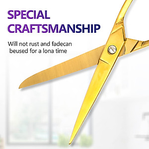 7" Scissors All Purpose Fabric Left Handed Kitchen for Office School Sewing Kid Adult Student Food Classroom Travel Comfort Gripstainless Steel Office Scissors(7 Inch Gold)