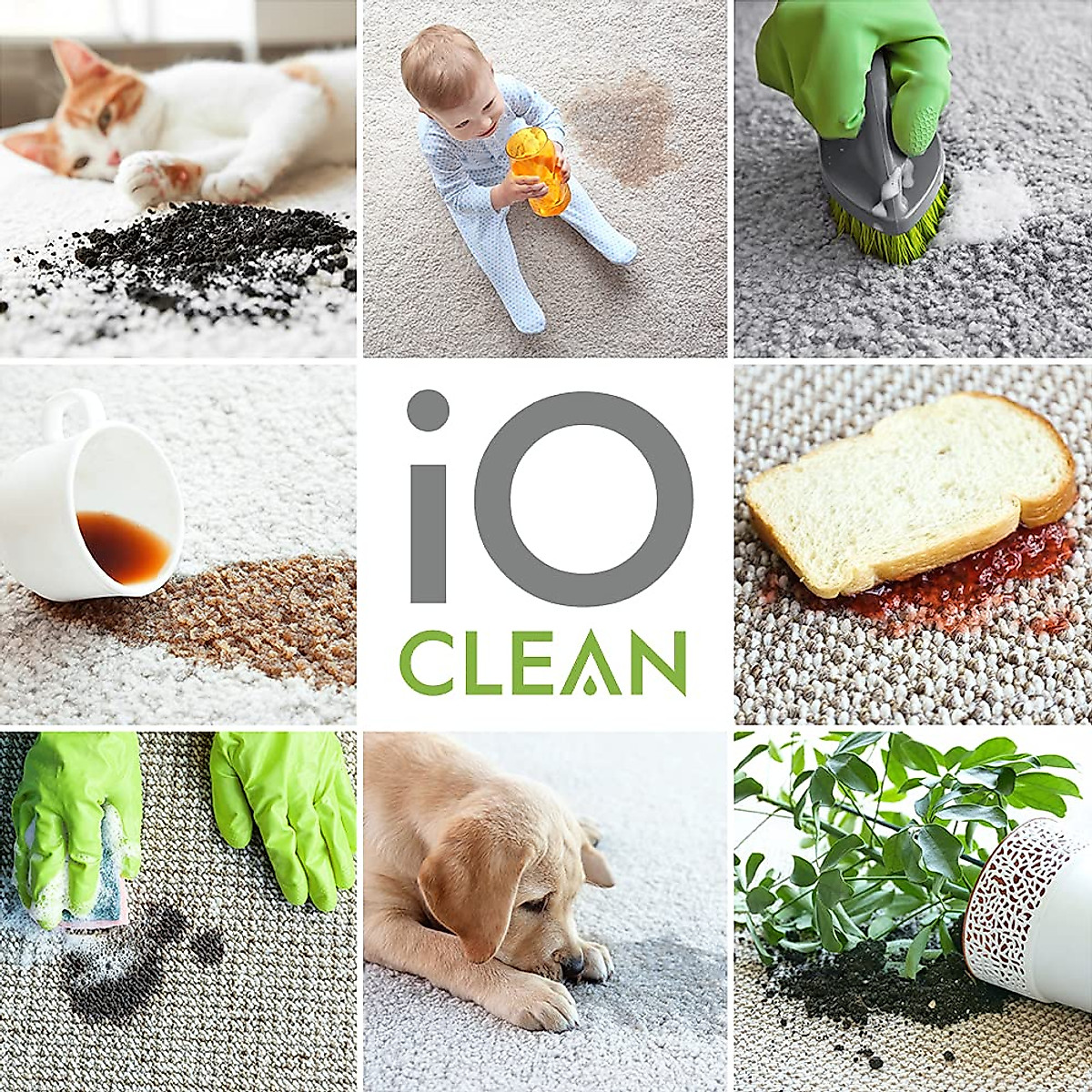 iO CLEAN Concentrate Carpet Cleaner Shampoo (33.8 FL OZ) – Deep Cleaner & Deodorizer – Alone or Machine Use – Stain Remover and Odour Eliminator – For Carpets Rugs and Upholstery