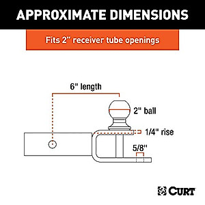 CURT 45009 3-in-1 ATV Trailer Hitch Mount, 2-Inch Ball, Clevis Pin, 5/8-Inch Hole, Fits 2-Inch Receiver, Gloss Black Powder Coat