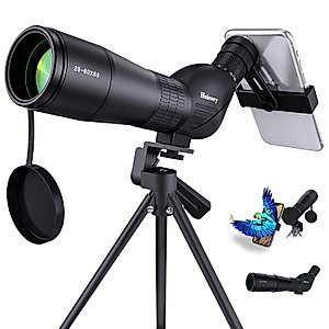 HUICOCY Spotting Scopes, 39-19m/1000m Spotting Scopes with Tripod, FMC Lens, BAK4 45 Degree Angled Eyepiece, Fogproof Scope with Phone Adapter, Carry Bag, Bird Watching Wildlife Scenery (20-60x60mm)
