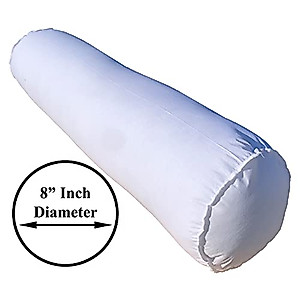 Pillowflex Bolster Pillow - 8" x 36" - Plush Polyester-Filled Insert for Decorative Shams - Poly-Cotton Shell - Odorless, Lint, and Dust-Free, No Lumps Stuffing for Pillows (White, Round)