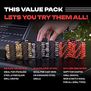 Grillbot Automatic BBQ Grill Cleaning Robot Replacement Brush - Grill Cleaner Parts, Grilling Accessories, Wire Brush Tool, Metal Brush for Cleaning for Outdoor BBQ & Picnics -Set of 3 Brass Brushes