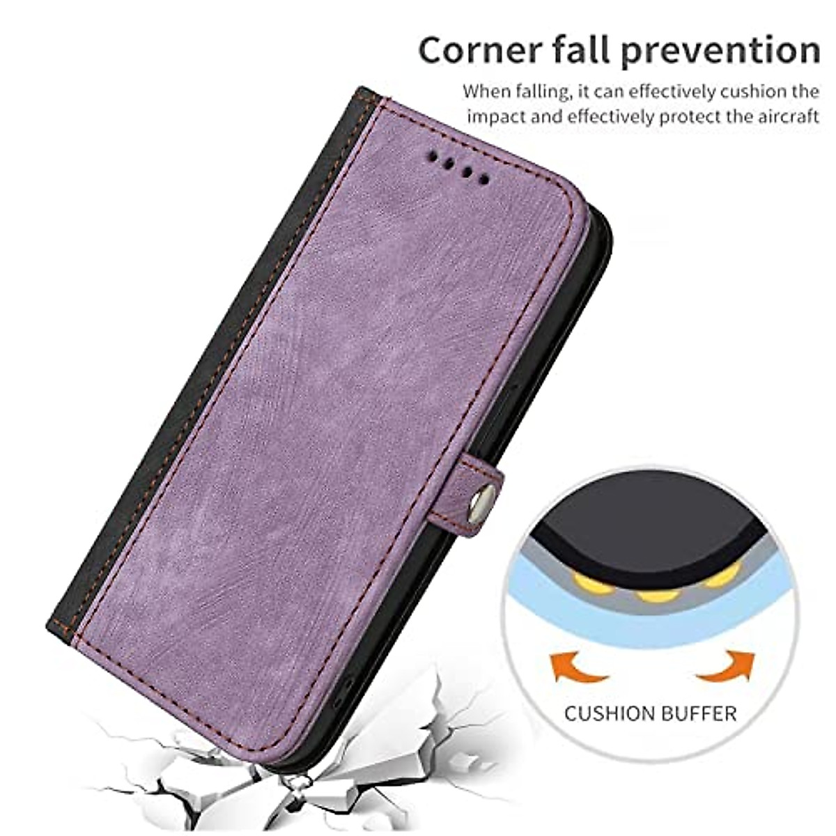 WATSKY for Oppo A57/REALME V23/A77 5G/A57E 4G/A57S 4G/A77 4G/1+Nord N20 SE 4G Contrast Flip Phone Case Purple