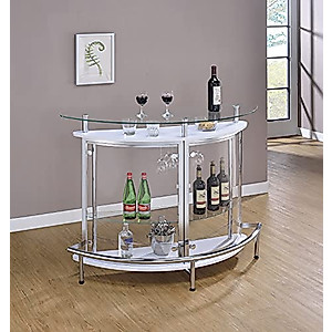 Coaster Furniture Bar Unit 20 inch W x 50.75 inch L x 41 inch H Chrome and Clear 101066