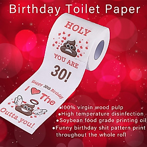 Anquan Happy 30th Birthday Toilet Paper Novelty Birthday Gifts Party Decorations Birthday Gag Gift ideal for Bday or Anniversary Celebration.
