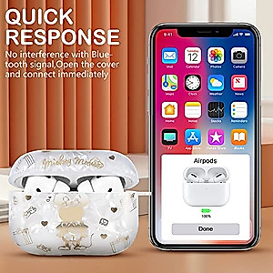 Cute Case Cover for AirPods Pro with White Pearl Wrist Keychain for Women Girls Kawaii Funny Mouse Unique Design Cover Glitter Bling Marble Shell Colorful Anime Soft Cover for AirPod Pro