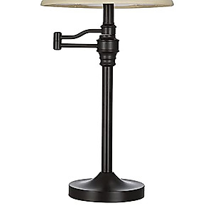 Catalina Lighting Transitional 2-Way Metal Adjustable Swing Arm Desk Table Lamp with Linen Shade, 28", Bronze