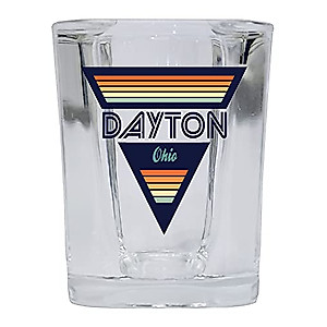 R and R Imports Dayton Ohio 2 Ounce Square Base Liquor Shot Glass Retro Design