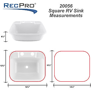 RecPro RV Rectangle Bathroom Sink (White) w/Brushed Nickel Teapot Faucet | RV Lavatory Sink w/faucet | Camper Sink