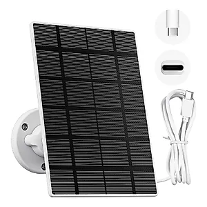 ZUMIMALL Type C Solar Panel for Wireless Camera, IP66 Waterproof Solar Panel with 10ft Charging Cable, Suitable for All Security Camera with Type-C Charging Port (Type C Port)