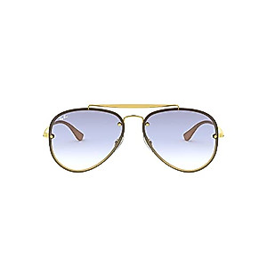 Ray-Ban RB3584N Blaze Aviator Sunglasses, Gold/Clear Gradient Light Blue, 61 mm