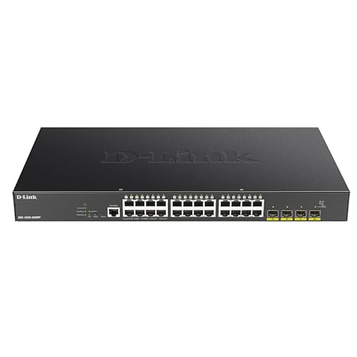 D-Link 28-Port Gigabit Smart Managed PoE+ Switch | 24 PoE+ Ports (370W) + 4 10G SFP+ Ports| L2+/L3 Lite |VLANs |Web Managed |Surveillance Mode | Rackmount | NDAA Compliant (DGS-1250-28XMP-6KV)
