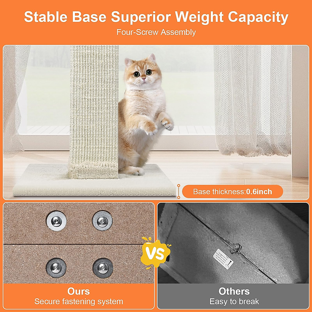 SOCATER Cat Scratching Post 33 Inch Nature Sisal Cat Scratch Post for Indoor Cats, Large Cat Scratcher Protect Your Furniture, for All Breeds