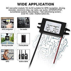 DC Converter Voltage 12V to 5V 3A 15W DC Buck Converter Module, DC to DC Reduced Voltage Regulator Car Power Adapter with Output Power Adapter