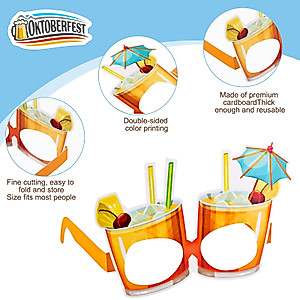 Vinsot 32 Packs Luau Party Glasses Hawaiian Funny Sunglasses Paper Glasses Frame Tropical Fancy Dress Props Photo Booth Props for Summer Party Supplies Kids Beach Themed Party Favors