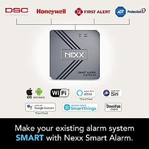 Nexx Smart Alarm Wi-Fi Controller NXAL-100 - Remotely Control Existing Alarm Security System with Nexx App, Compatible with Alexa, Google Assistant, Siri, SmartThings, No Monitoring Service Required
