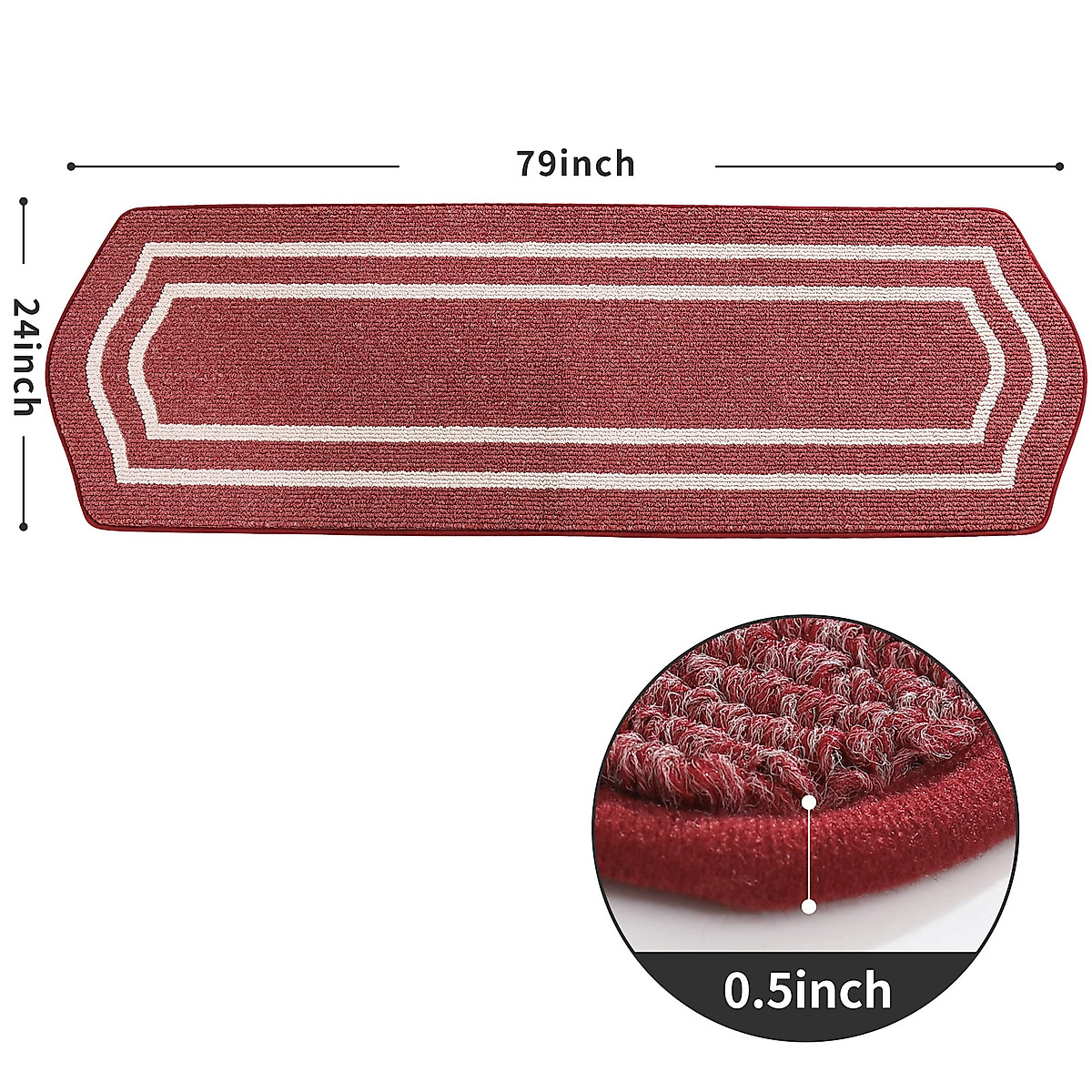 COSY HOMEER Long Kitchen Floor Mats for in Front of Sink Super Absorbent Kitchen Rugs and Mats 24"x79" Non-Skid Kitchen Mat Standing Mat Washable,Polypropylene,Red,Frame