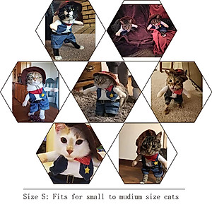 NACOCO Cowboy Dog Costume with Hat Dog Clothes Halloween Costumes for Cat and Small Dog (Small)