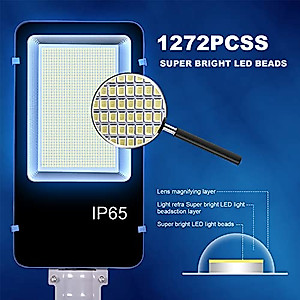 BUYTHA Solar Street Light, Outdoor Waterproof 100000LM Dusk to Dawn 1200W LED Super Bright Street Lights Solar Powered with Remote Control for Parking Lot Patio,Yard and Garage